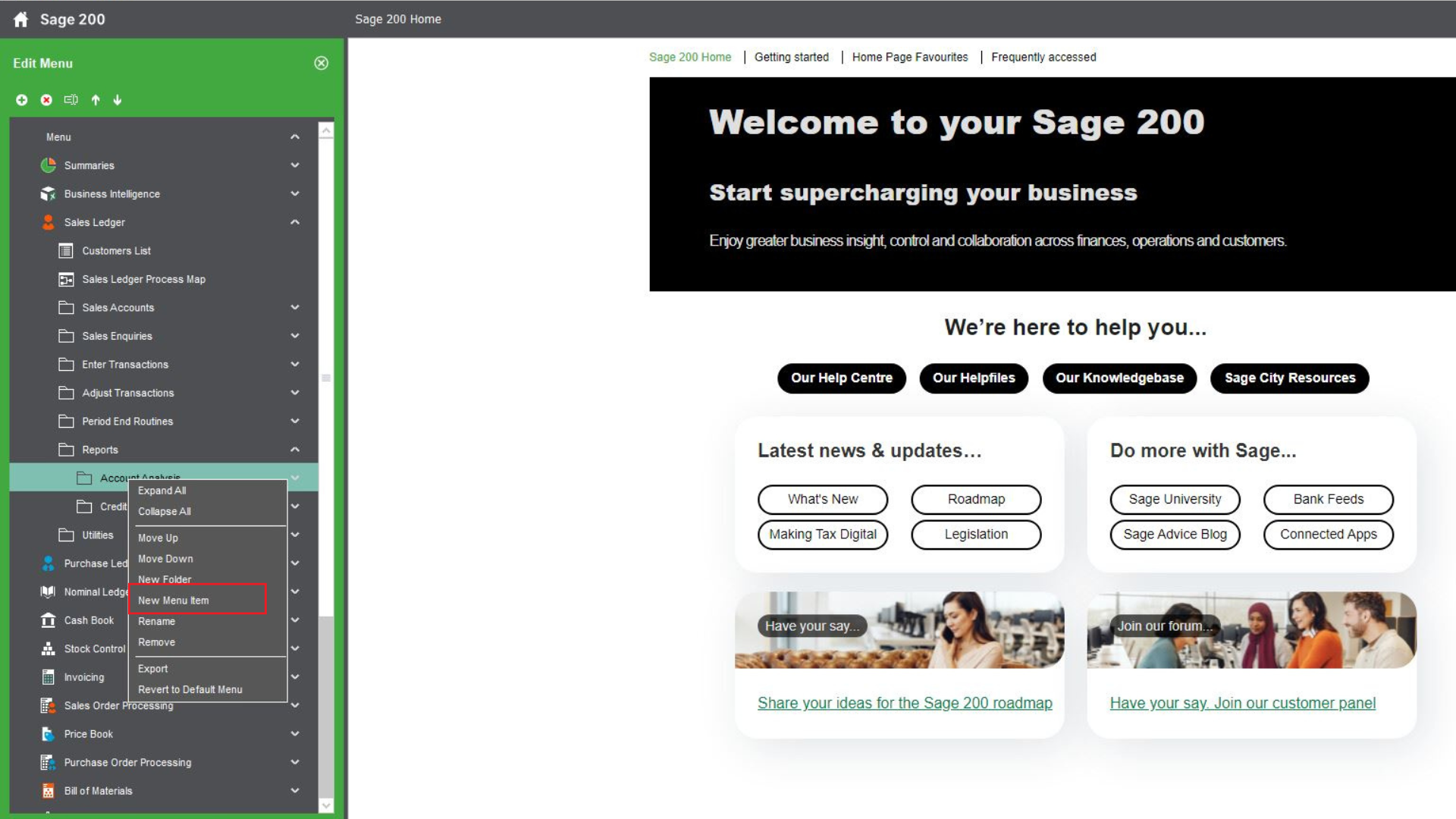 Adding a new report to the Sage 200 menu | Datel